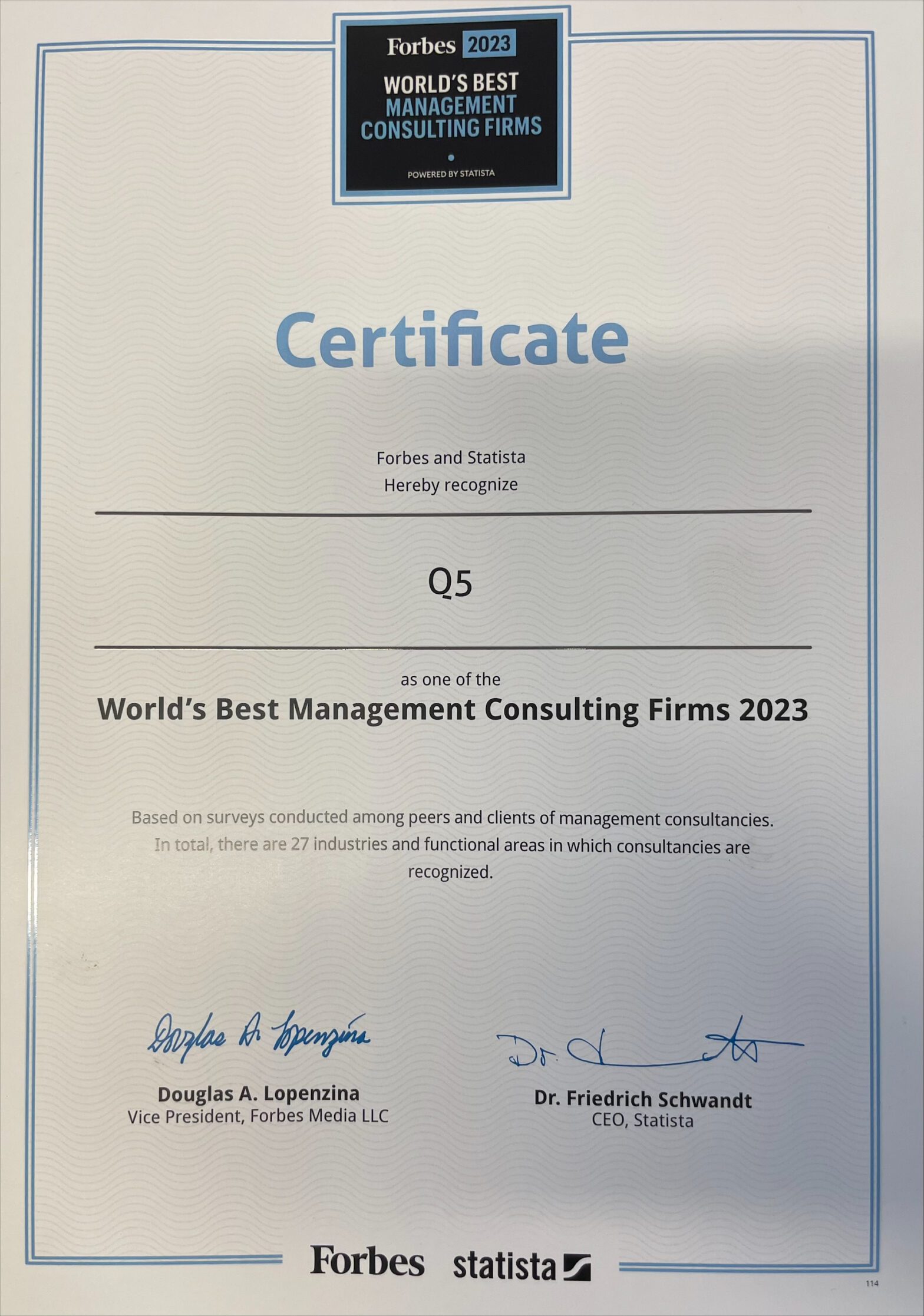 Q5 recognised by Forbes - Q5 Partners